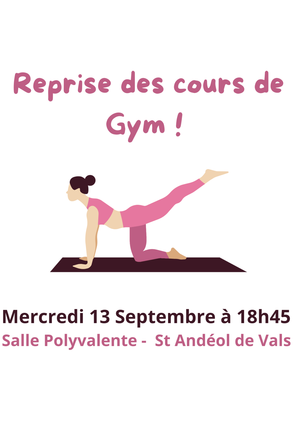 Reprise des cours de gym – Mairie de Saint-Andéol-de-Vals Reprise des cours de gym – Mairie de Saint-Andéol-de-Vals
